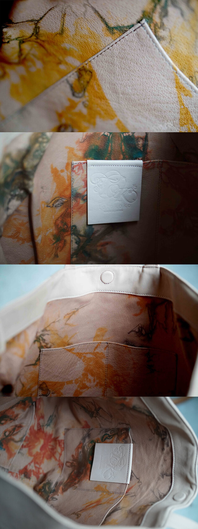 丸いフォルム・ヌメ革トートバッグ：PCも収納可・贅沢に内装絞り染めPIGレザーです | iichi ハンドメイド・クラフト作品・手仕事品の通販