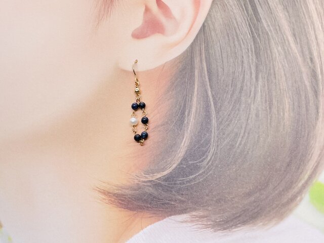 Sapphire＊freshwater pearl earrings | iichi ハンドメイド・クラフト作品・手仕事品の通販
