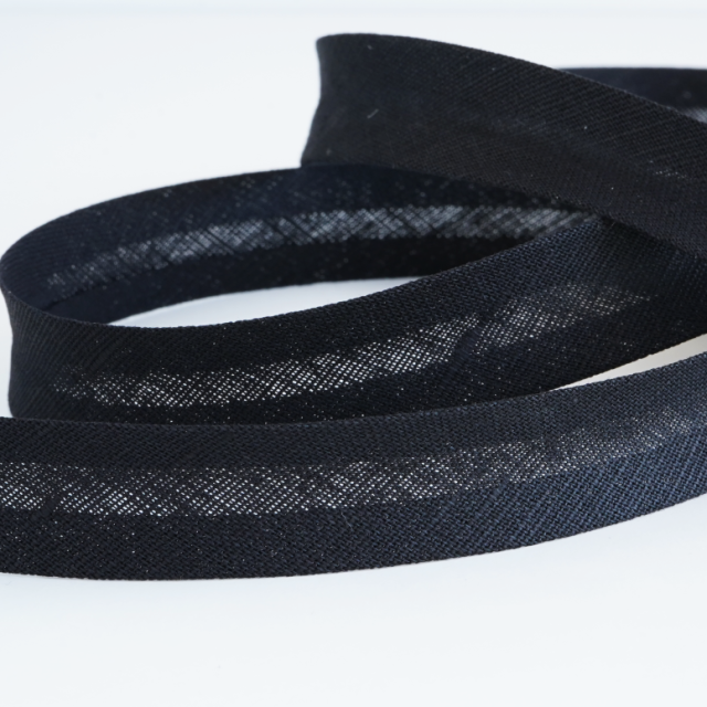 (1m) コットンリネン 両折バイアステープ 18mm ブラック スペイン製 ＊ 綿麻 黒 | iichi ハンドメイド・クラフト作品・手仕事品の通販