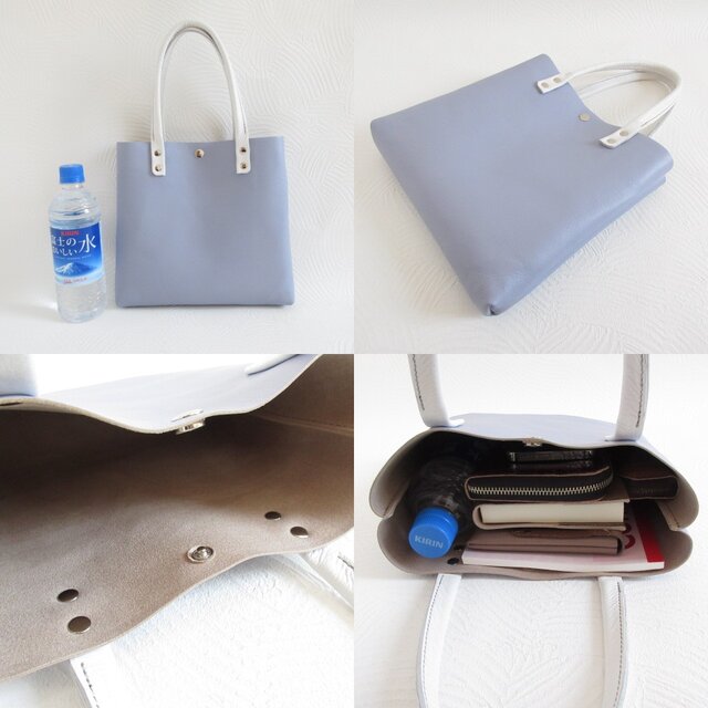 《牛革》new♪スクエアミニトート・ソフトシュリンク・ライトパープル・0487 | iichi ハンドメイド・クラフト作品・手仕事品の通販