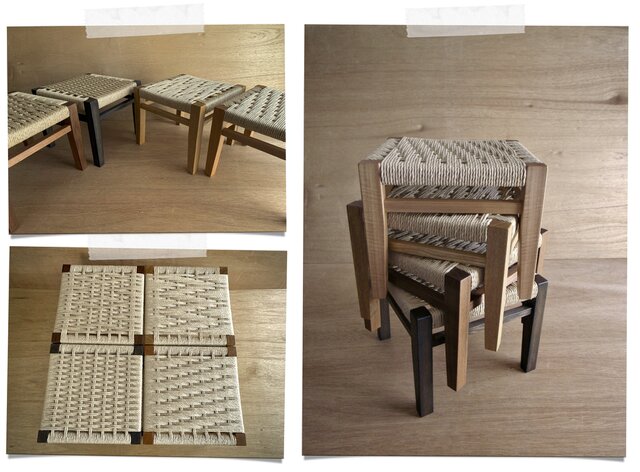 座編みスツール-005 タモ 拭き漆 | iichi ハンドメイド・クラフト作品・手仕事品の通販