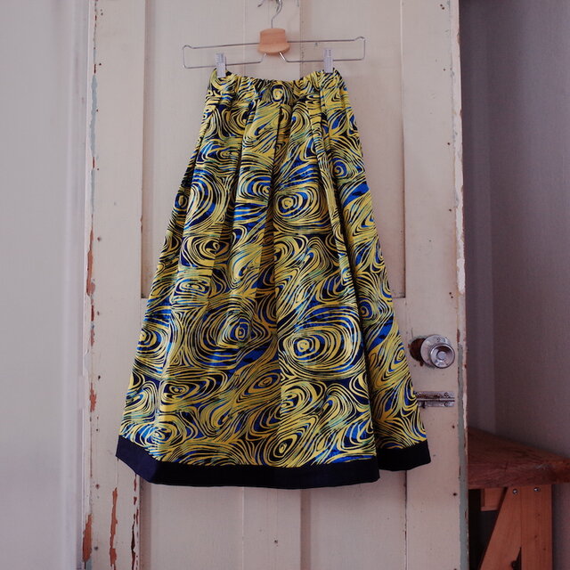 アフリカンプリント＆播州織 タックギャザースカート art layer | iichi ハンドメイド・クラフト作品・手仕事品の通販