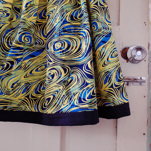 アフリカンプリント＆播州織 タックギャザースカート art layer | iichi ハンドメイド・クラフト作品・手仕事品の通販