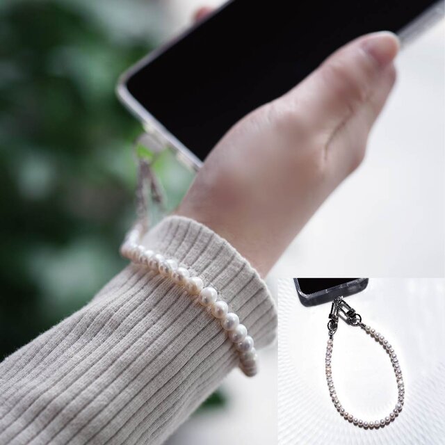 淡水真珠の30cmスマホストラップ ～Suzanne_strap | iichi ハンドメイド・クラフト作品・手仕事品の通販