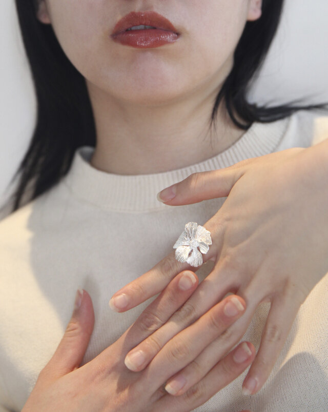 【New】紫紺野牡丹のフォークリング sv925 | iichi ハンドメイド・クラフト作品・手仕事品の通販