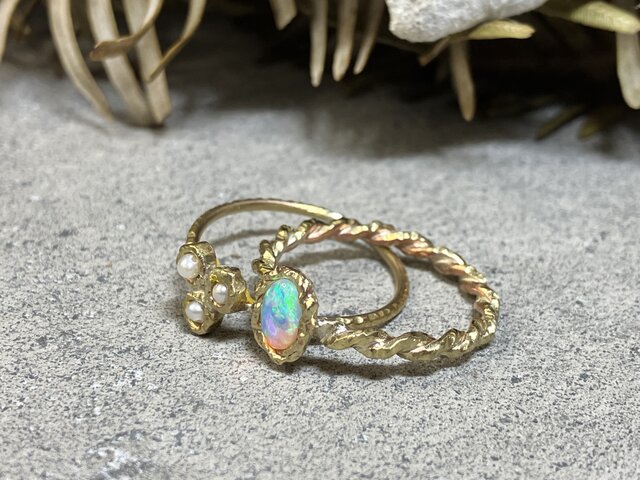 K18GP オパール＆ベビーパールのセットリング | iichi 日々の暮らしを心地よくするハンドメイドやアンティークのマーケットプレイス