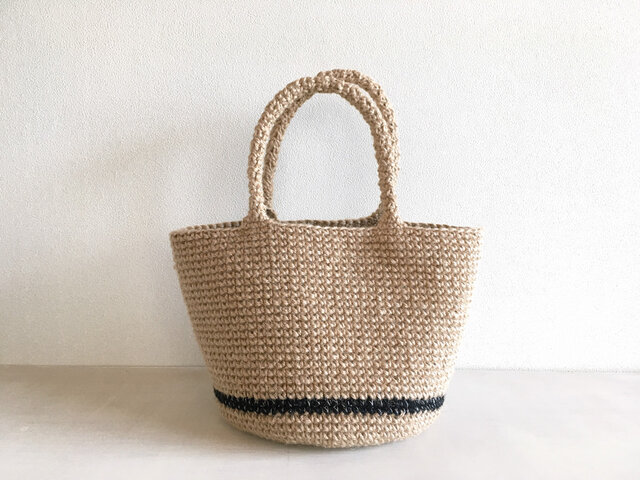 麻ひもバッグ Black Line | iichi ハンドメイド・クラフト作品・手仕事品の通販