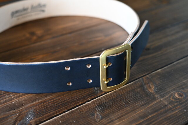 【Octagon Belt サドルレザー 真鍮ダブルピン】 | iichi 日々の暮らしを心地よくするハンドメイドやアンティークのマーケットプレイス