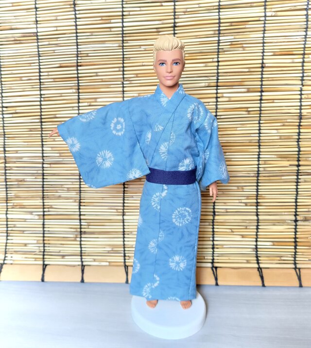 「青涼み…青藍」30cm男子ドール浴衣 | iichi ハンドメイド・クラフト作品・手仕事品の通販