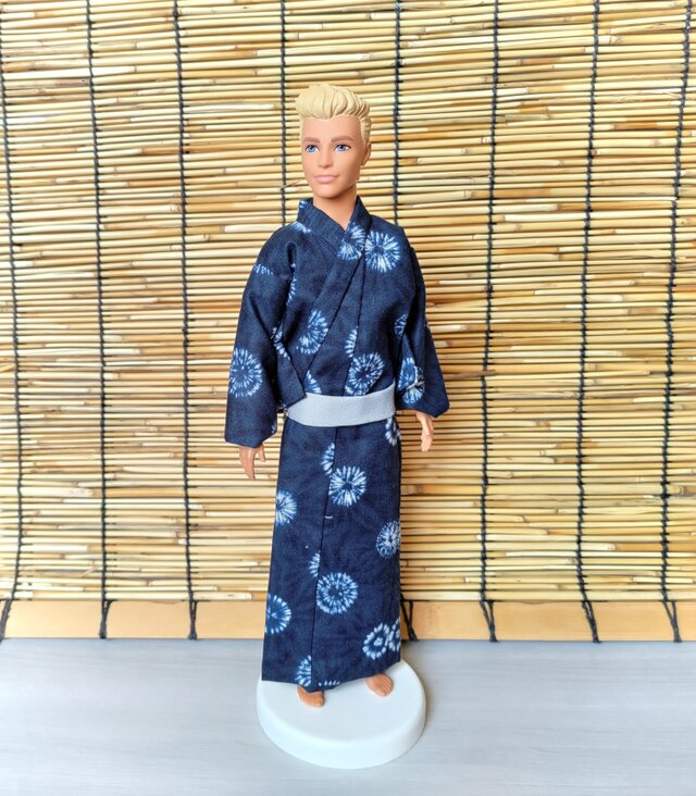 「青涼み…紺碧」30cm男子ドール浴衣 | iichi ハンドメイド・クラフト作品・手仕事品の通販
