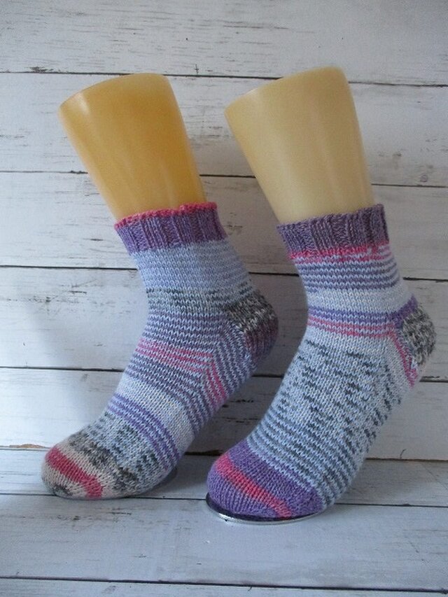 手編みサマーソックス Opal KFS 187 アハツェン& KFS 215 コットンアクア | iichi ハンドメイド・クラフト作品・手仕事品の通販