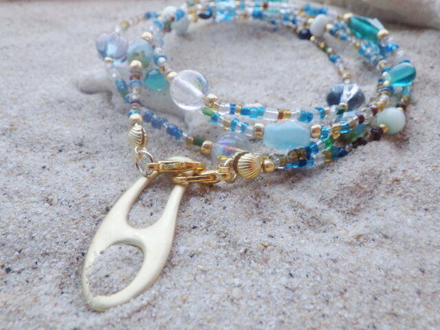 ☆4WAY☆Lagoon Lanyard Necklace II ロングネックレス＆グラスコード/眼鏡・マスクホルダー | iichi ハンドメイド・クラフト作品・手仕事品の通販