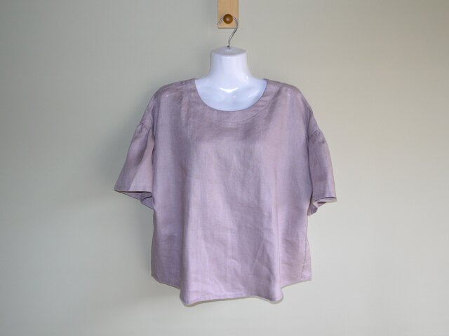 ☆リネン ギャザースリーブブラウス オールドモーブ M・L・LL（リネン100％） | iichi 日々の暮らしを心地よくするハンドメイドやアンティークのマーケットプレイス