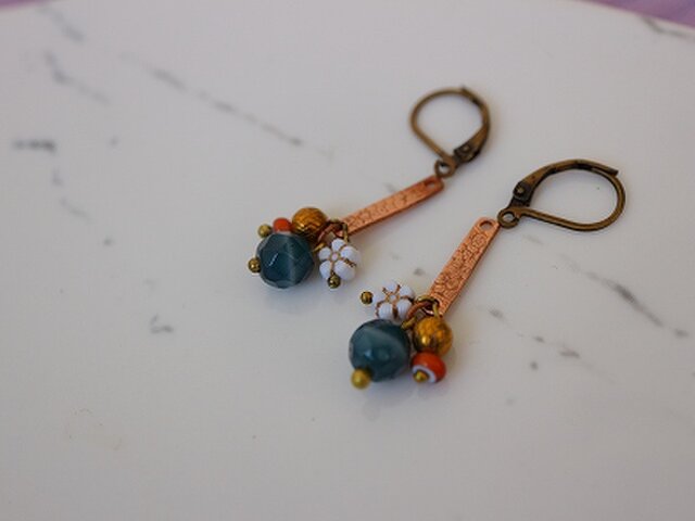 フランスヴィンテージ＊レトロ＊ヴィンテージチェコ＊真鍮＊イヤリング＊no.654 | iichi 日々の暮らしを心地よくするハンドメイドやアンティークのマーケットプレイス