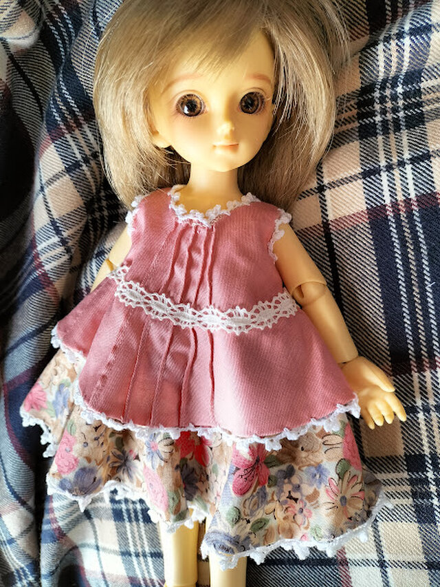 YSD用 ピンク系ピコット編み込みドレス | iichi ハンドメイド・クラフト作品・手仕事品の通販
