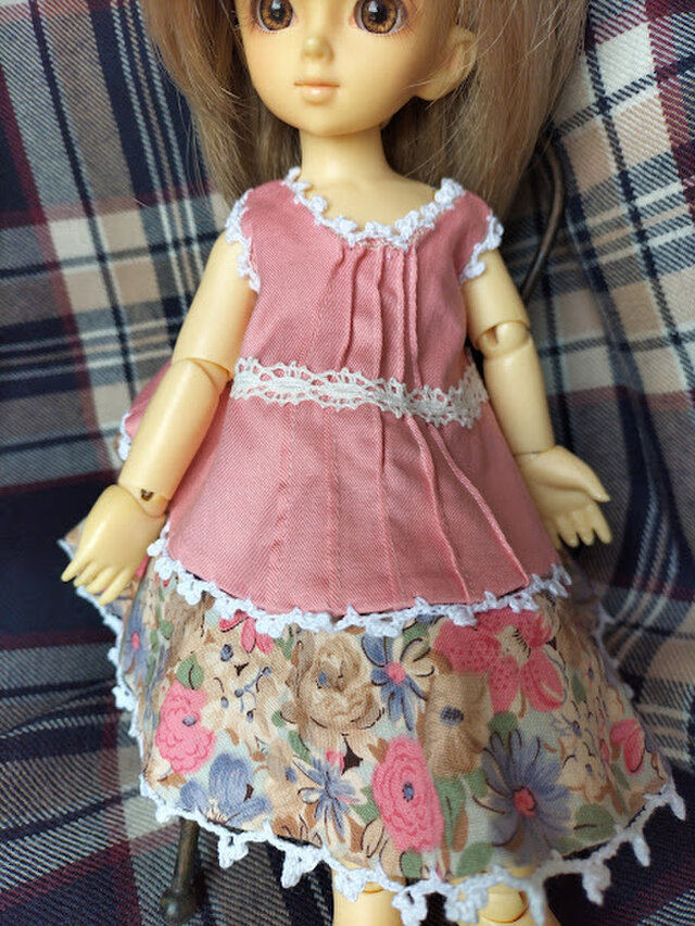 YSD用 ピンク系ピコット編み込みドレス | iichi ハンドメイド・クラフト作品・手仕事品の通販