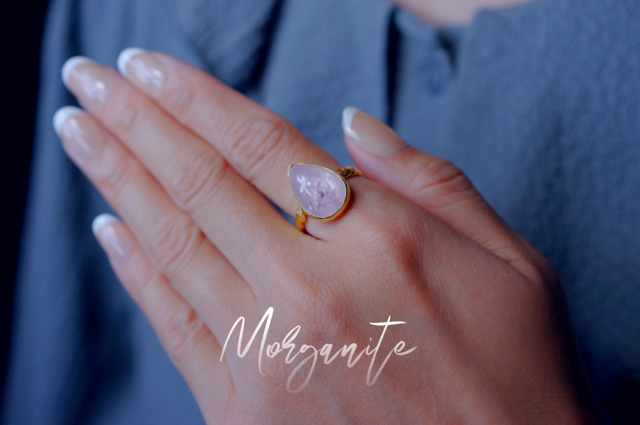 New Arrival☆新作 ☆『Morganite』☆天然石リングsilver925 + k18コーティング | iichi ハンドメイド・クラフト作品・手仕事品の通販