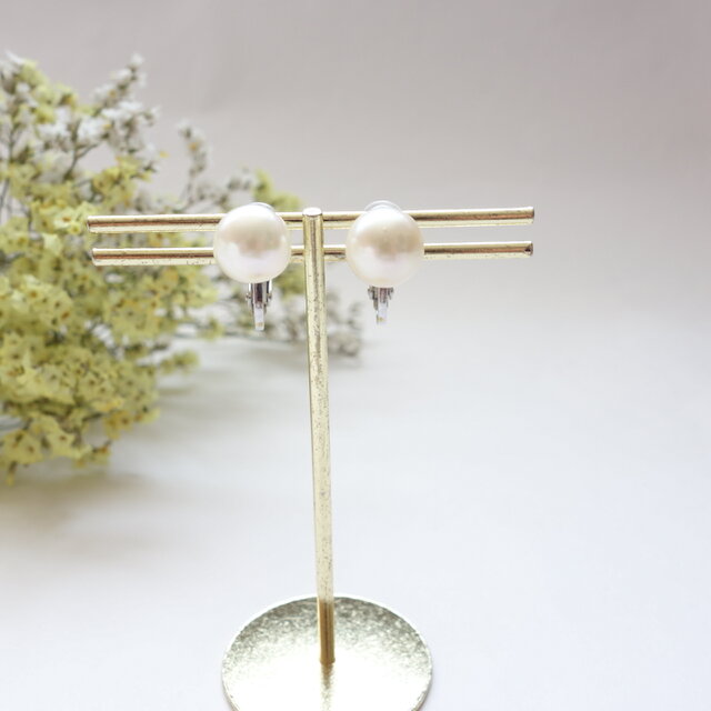 9mmカジュアルなあこやパール大珠イヤリング | iichi ハンドメイド・クラフト作品・手仕事品の通販