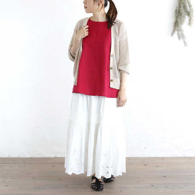 リネン ノースリーブブラウス drop （レッド）TP25 | iichi ハンドメイド・クラフト作品・手仕事品の通販