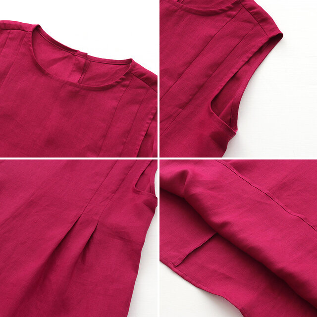 リネン ノースリーブブラウス drop （レッド）TP25 | iichi ハンドメイド・クラフト作品・手仕事品の通販