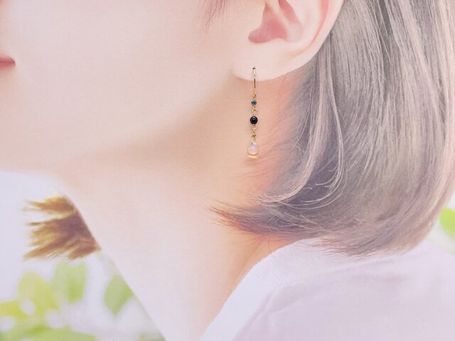 Three kind of stones earrings | iichi ハンドメイド・クラフト作品・手仕事品の通販