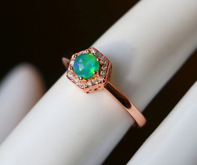 天然石＊オパール 指輪＊14号 rose GP | iichi ハンドメイド・クラフト作品・手仕事品の通販