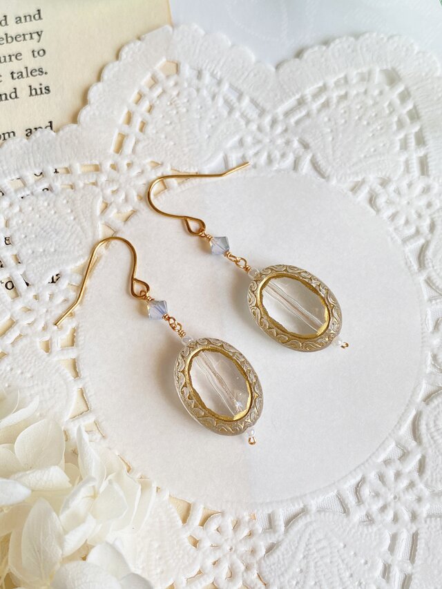 【無料ギフトボックス】« rococo » クリアビーズのピアス ピンク ac/690-1 | iichi ハンドメイド・クラフト作品・手仕事品の通販