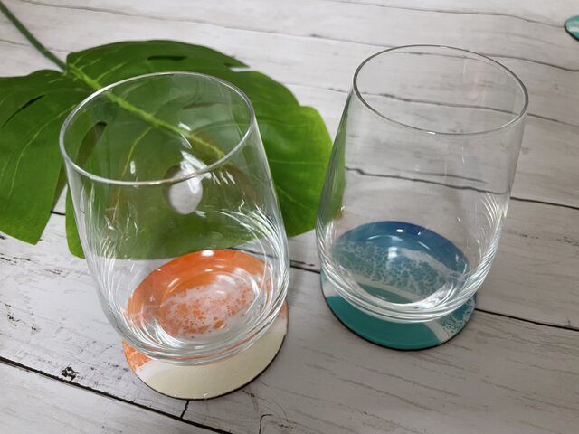 オーシャンアート 波レジンアート コースター 海 ブルー【CC-03】 | iichi ハンドメイド・クラフト作品・手仕事品の通販