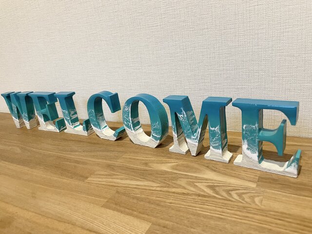 オーシャンアート 波レジンアートWELCOME 7文字セット | iichi ハンドメイド・クラフト作品・手仕事品の通販