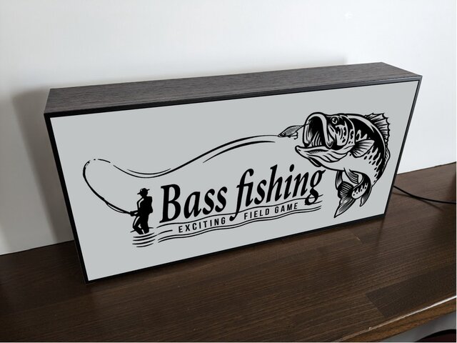 【Lサイズ】アウトドア フィッシング 釣り バスフィッシング ブラックバス ガレージ 看板 置物 雑貨 ライトBOX | iichi ハンドメイド・クラフト作品・手仕事品の通販