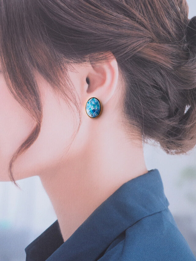 七宝焼 五月雨Ovalピアス | iichi ハンドメイド・クラフト作品・手仕事品の通販