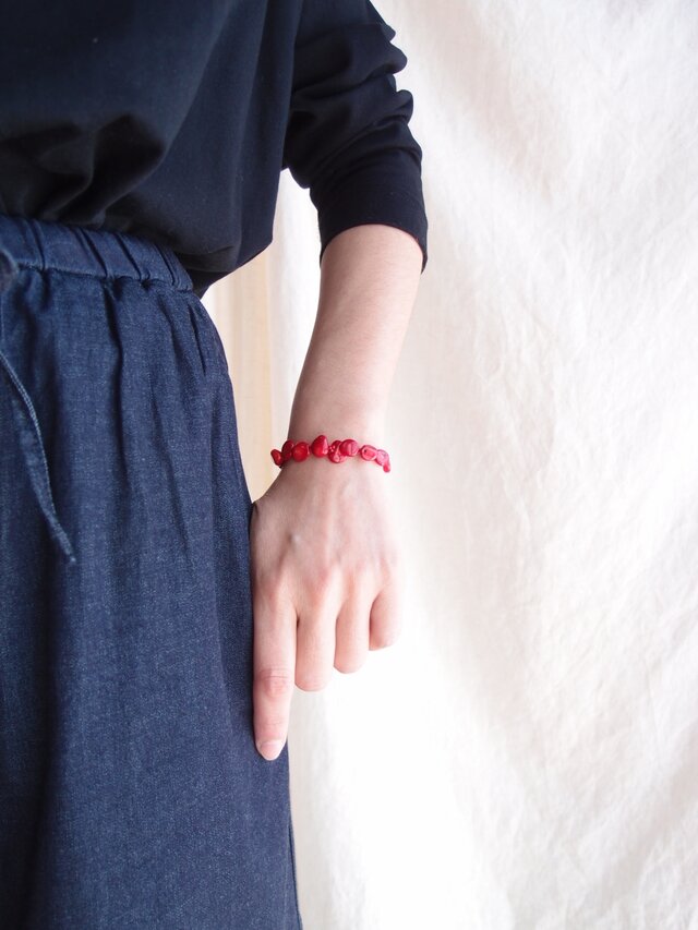 【OUTLET】Red Coral／レッドコーラル ブレスレット（Rough）B | iichi ハンドメイド・クラフト作品・手仕事品の通販