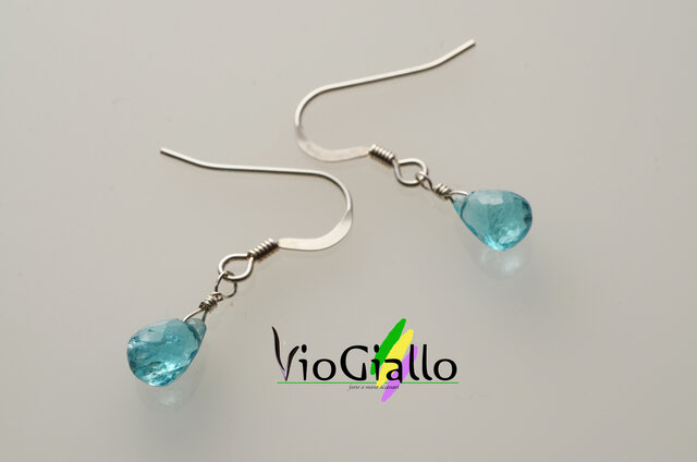 ブルーアパタイトの1粒ネックレスとピアス(SV925) | iichi 日々の暮らしを心地よくするハンドメイドやアンティークのマーケットプレイス