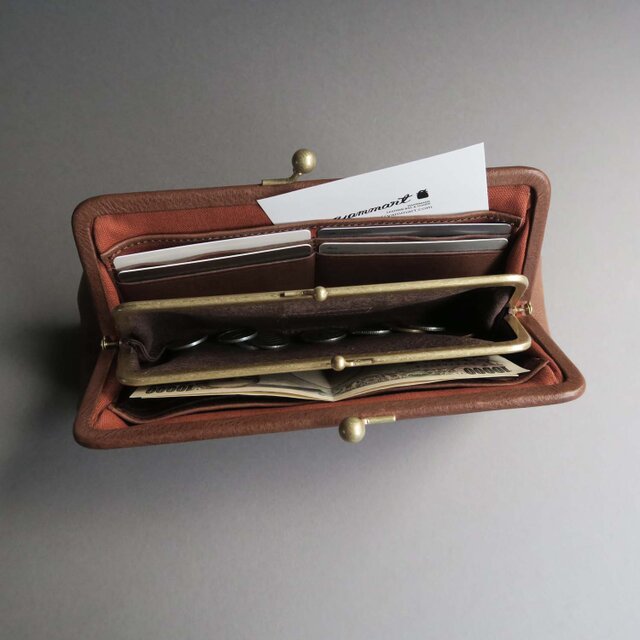 ご予約作品・O様・・plain gama long wallet (antique brown) | iichi ハンドメイド・クラフト作品・手仕事品の通販