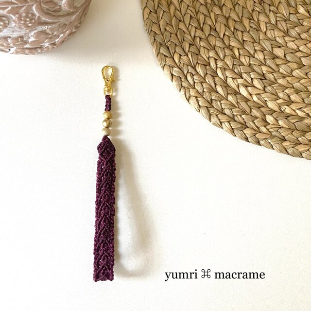 yumri ⌘ macrame マクラメレース ストラップ[デザインD]ワインレッド | iichi ハンドメイド・クラフト作品・手仕事品の通販