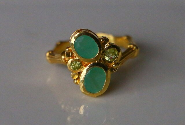 アートスタイル＊天然エメラルド 指輪＊13号 GP | iichi ハンドメイド・クラフト作品・手仕事品の通販