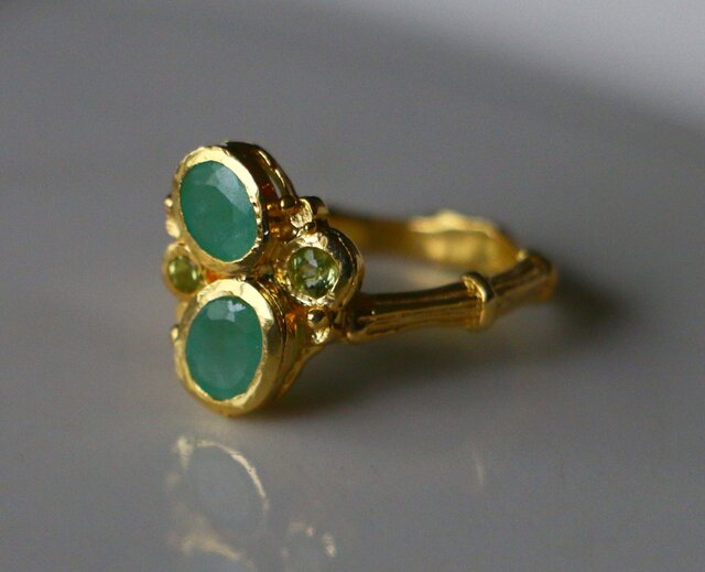 アートスタイル＊天然エメラルド 指輪＊13号 GP | iichi ハンドメイド・クラフト作品・手仕事品の通販