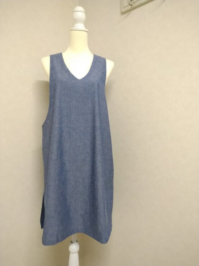 爽やかインディゴデニムのスラリ感ジャンパースカート。BLST-112 | iichi ハンドメイド・クラフト作品・手仕事品の通販