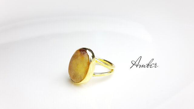 最新作☆『Amber』の世界でひとつの天然石リング | iichi ハンドメイド・クラフト作品・手仕事品の通販