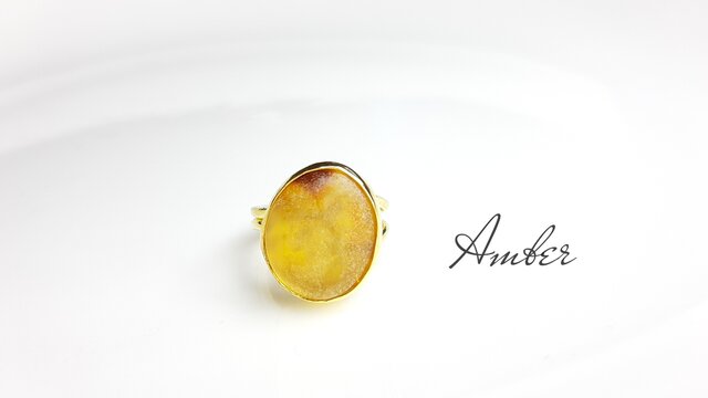 最新作☆『Amber』の世界でひとつの天然石リング | iichi ハンドメイド・クラフト作品・手仕事品の通販