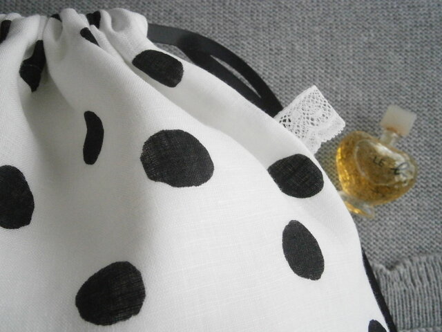 dots×linen pouch | iichi ハンドメイド・クラフト作品・手仕事品の通販