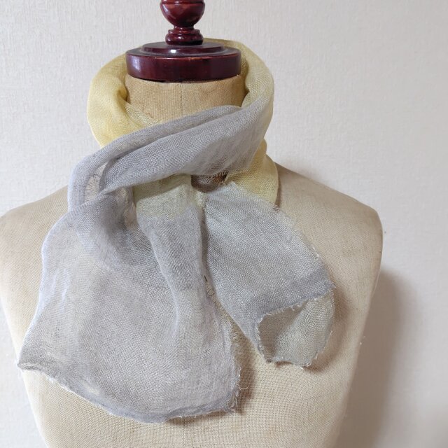 ふんわり柔らか♪リネンガーゼミニストール 天然染め 泥染め | iichi 日々の暮らしを心地よくするハンドメイドやアンティークのマーケットプレイス