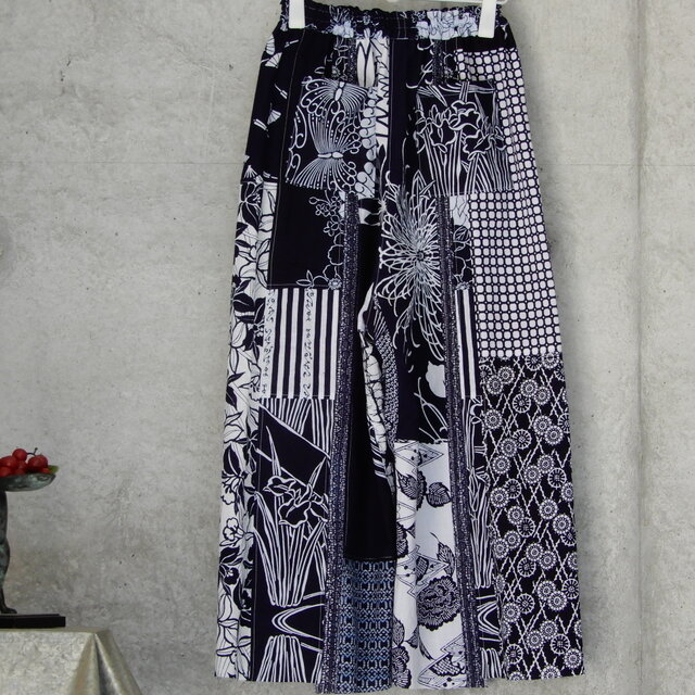 着物リメイク パッチワーク 浴衣のサルエル風パンツ/ フリーサイズ | iichi ハンドメイド・クラフト作品・手仕事品の通販