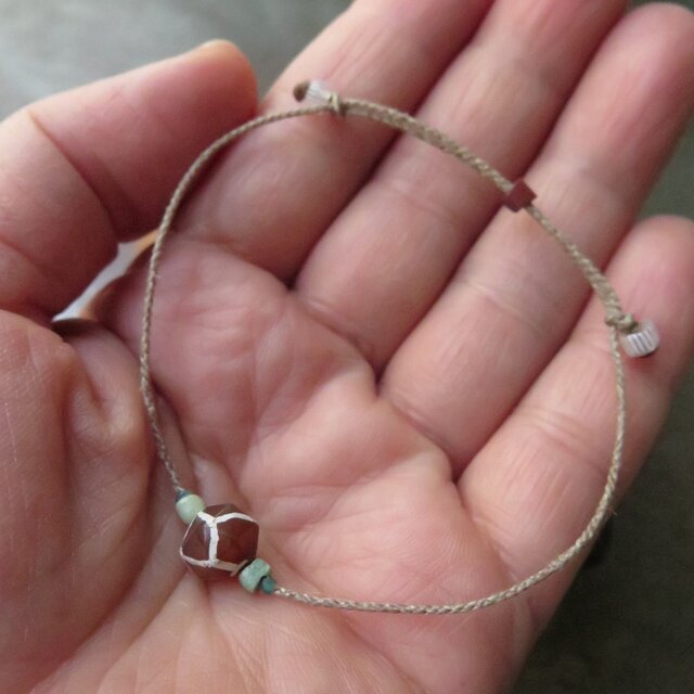 アンティーク エッチドカーネリアン ＆ 古代ターコイズ ＋ ヴェネチアン ブレスレット 千世 chitose | iichi ハンドメイド・クラフト作品・手仕事品の通販