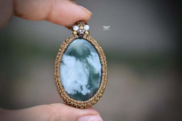 本翡翠★ミャンマー翡翠★マクラメネックレス1036 | iichi ハンドメイド・クラフト作品・手仕事品の通販