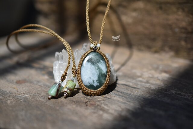 本翡翠★ミャンマー翡翠★マクラメネックレス1036 | iichi ハンドメイド・クラフト作品・手仕事品の通販