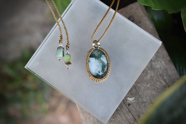 本翡翠★ミャンマー翡翠★マクラメネックレス1036 | iichi ハンドメイド・クラフト作品・手仕事品の通販