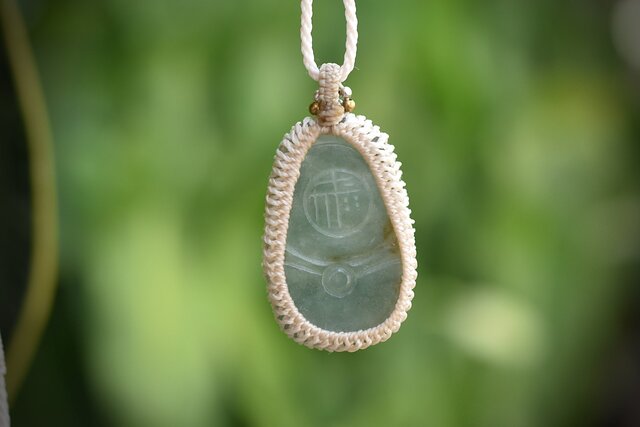大蛇★翡翠カービング★マクラメネックレス1039 | iichi ハンドメイド・クラフト作品・手仕事品の通販