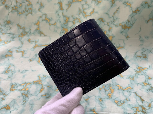 【ポロサス】(本藍染:勝色:センターカット) firebird【ジェルマン】2つ折りショート【BlackLabel】 | iichi ハンドメイド・クラフト作品・手仕事品の通販