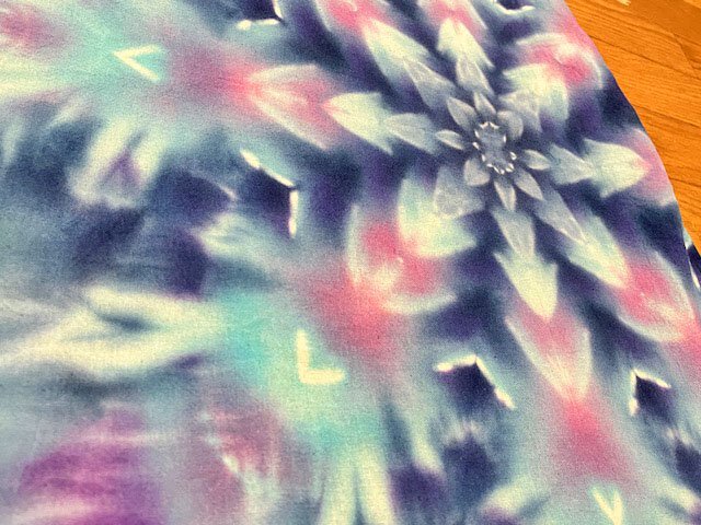 タイダイ染め 長袖ワンピース ティールブルー 藍色に華を咲かせる大輪のスノーフレイク HD19-68 | iichi ハンドメイド・クラフト作品・手仕事品の通販